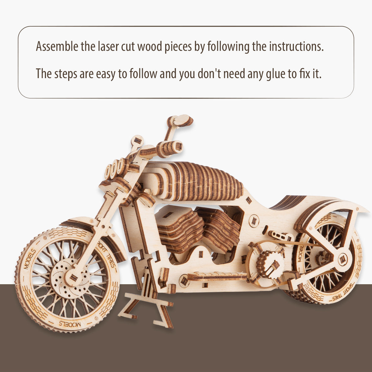 3D Wooden Puzzle, Motorcycle, DIY Model Kit – Canopus USA