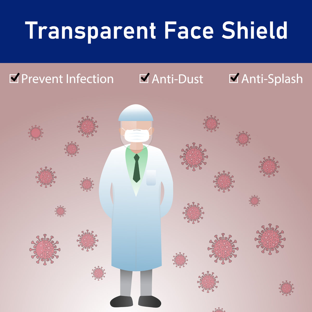 Full-face Safety Anti-Splash Protective Shield, Transparent, Lightweig ...