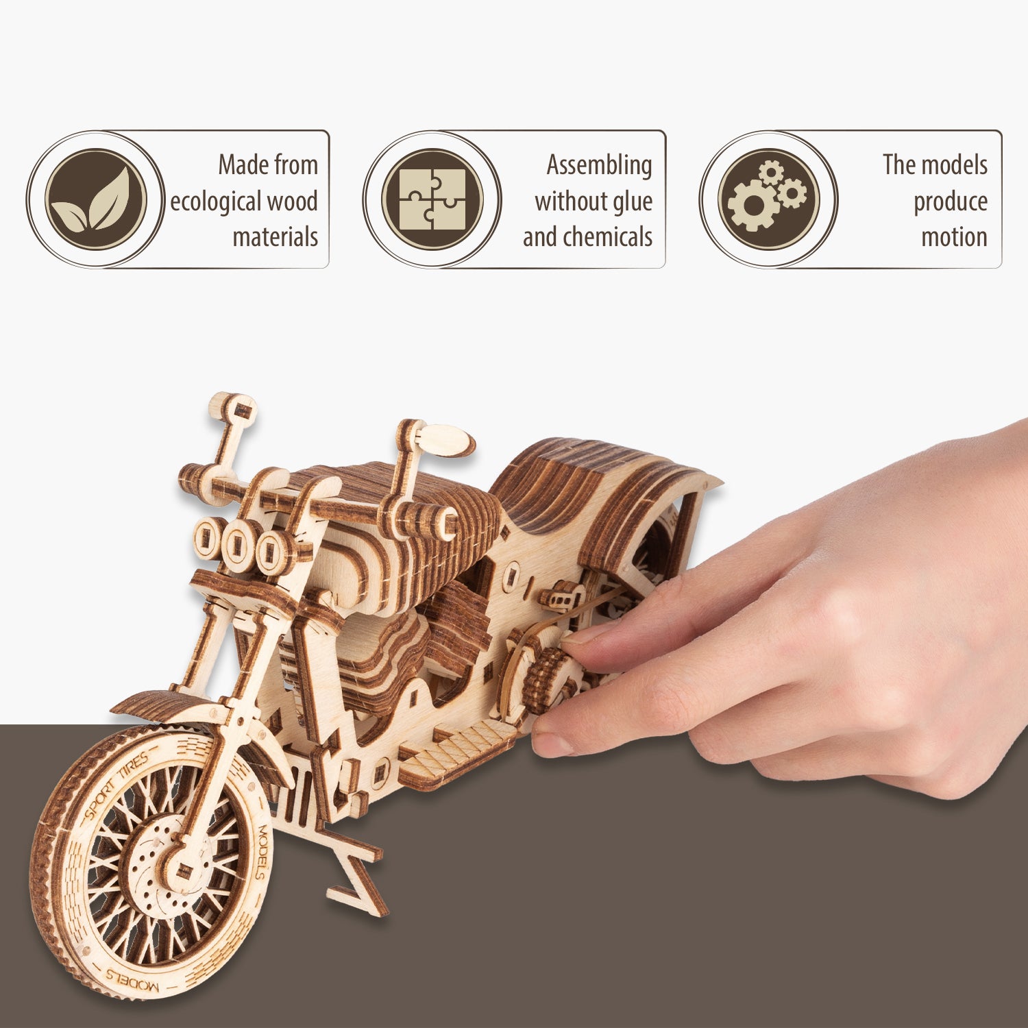 3D Wooden Puzzle, Motorcycle, DIY Model Kit – Canopus USA