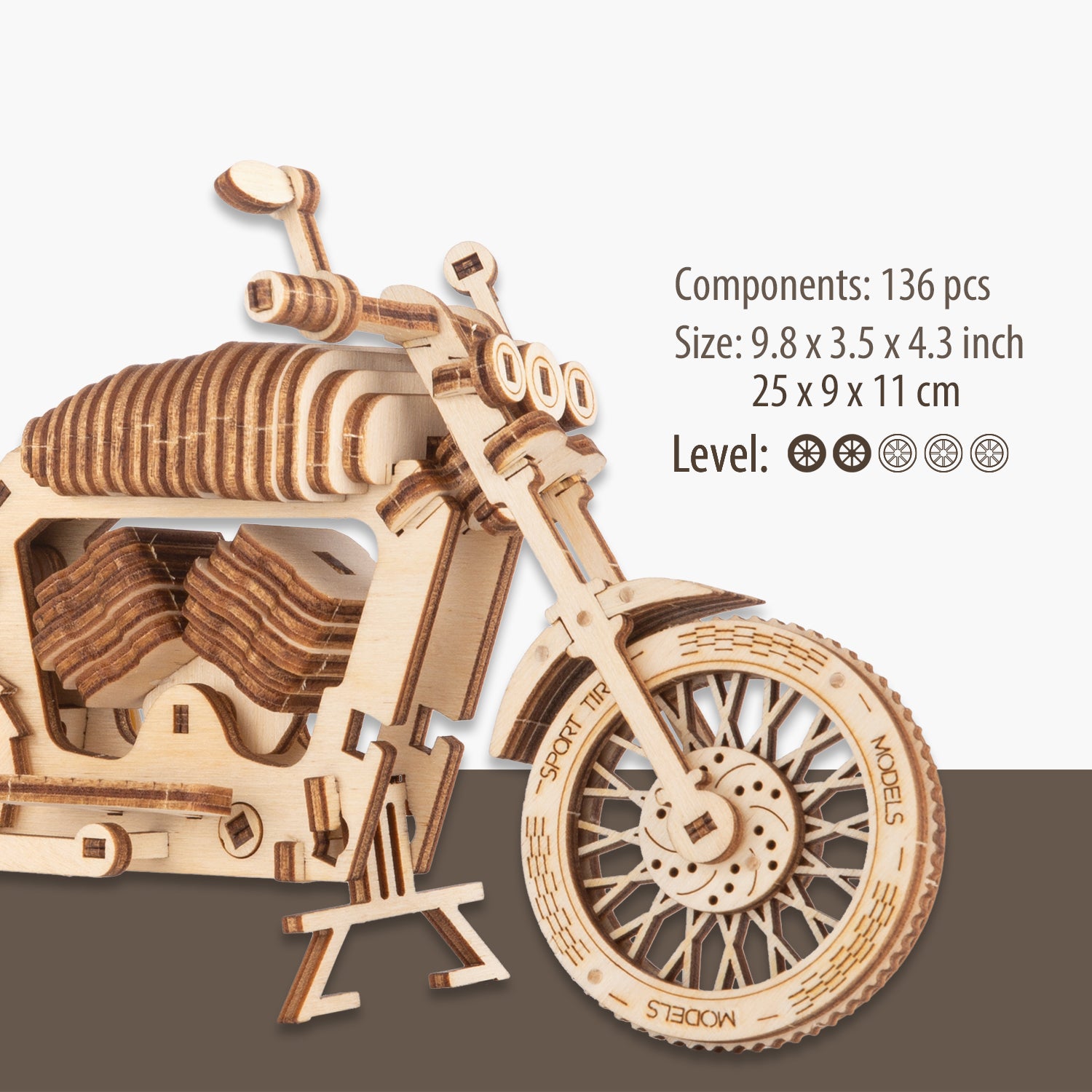 3D Wooden Puzzle, Motorcycle, DIY Model Kit – Canopus USA