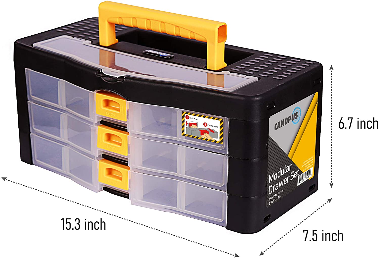 CANOPUS Plastic Tool Box, Tool Organizer with 3 Drawers – Canopus USA