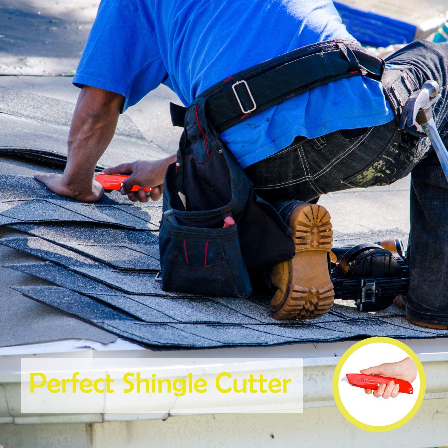 Hook Blade Utility Knife with 5 Utility Hook Blades, Shingle Cutter ...